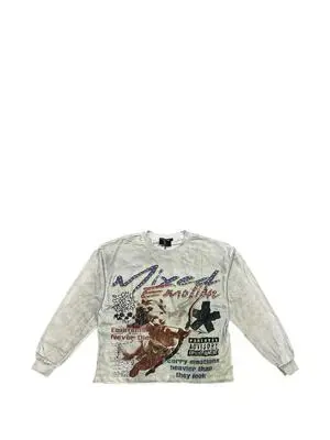 Mixed Emotion Graphic-print Long-sleeve T-shirt - Neutrals