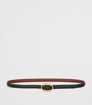 Saint Laurent Leather Reversible Oval-buckle Belt
