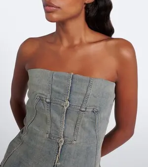 Rick Owens Distressed Denim Tube Top