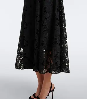 LEO LIN Aliyah Belted Guipure Lace Midi Dress