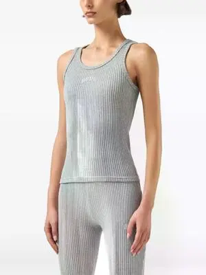 Gcds Logo-embroidered Ribbed-knit Tank Top