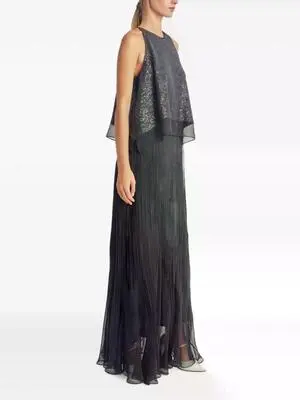 IRINA SCHROTTER Libra Sequin-embellished Pleated Maxi Dress