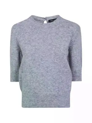 ANNE CLAIRE Patch-pocket Three-quarter Sleeve Sweater - Grey