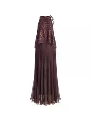 IRINA SCHROTTER Libra Sequin-embellished Pleated Maxi Dress - Brown