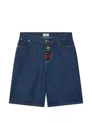 Gcds Stone-washed Logo-patch Shorts - Blue
