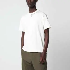 Moncler Ivory Cotton T-shirt With Logo And Coordinates