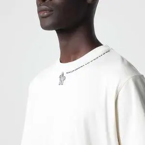 Moncler Ivory Cotton T-shirt With Logo And Coordinates