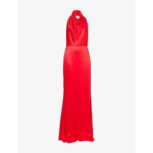 Givenchy Cowl Neck Satin Maxi Dress - Bright Red