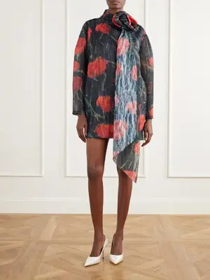 WILLY CHAVARRIA Floral-printed Stretch-organza Mini Dress