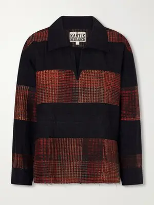 KARTIK RESEARCH Checked Block-print Patchwork Silk-twill Shirt - Multi