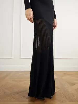 SIR. Aylu Lace-appliqué Contrast-panel Stretch-knit Maxi Dress