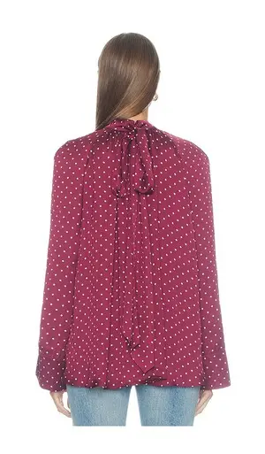 ROTATE BY BIRGER CHRISTENSEN Dot Satin Bow Shirt In . Also
