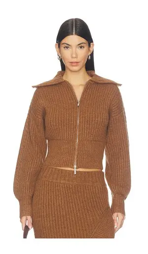 AMUR Emery Cable Knit Top - Brown