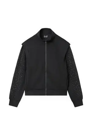 EA7 Rhinestone-embellished Zip-up Sweatshirt - Black