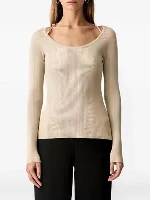 Guess Ribbed-knit Logo-plaque Sweater