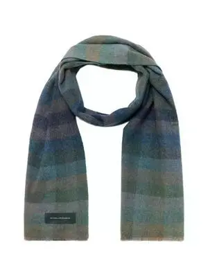 PIQUADRO Check-pattern Fringed-edge Scarf