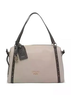 Liu Jo Logo-print Studded Shoulder Bag - Neutrals