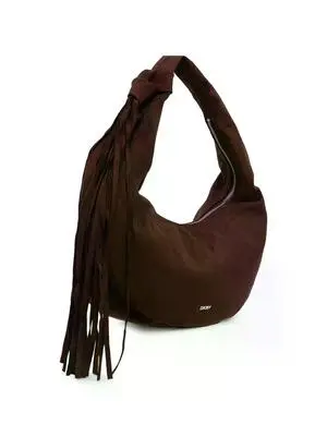 Dkny Fringe-trim Knotted Shoulder Bag - Brown