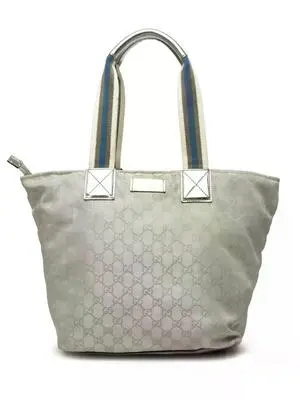 Gucci 2000-2015 Gg Canvas Web Tote Bag - Silver