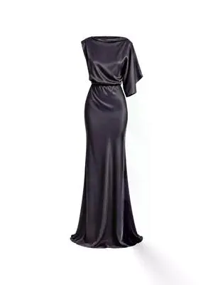 IRINA SCHROTTER Asymmetric Draped Maxi Dress - Black