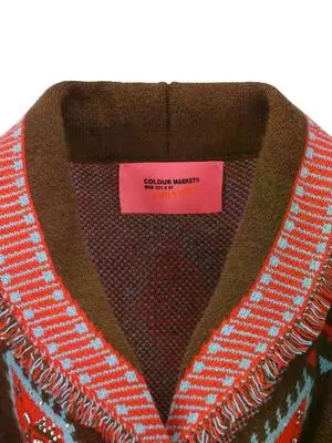COLOUR MARKET Geometric-pattern Fringed Coat