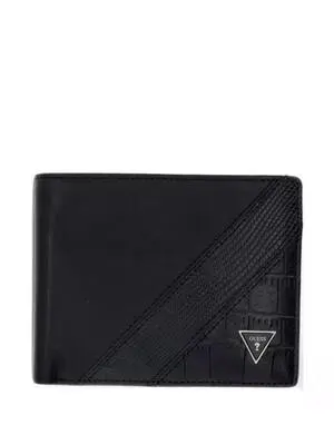 Guess Torino Crocodile-effect Leather Wallet - Black