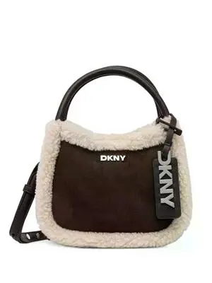 Dkny Shearling-trim Tote Bag - Brown