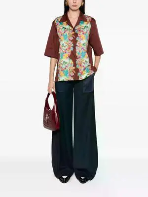 Roberto Cavalli Hawaii-print Cotton Shirt - Red