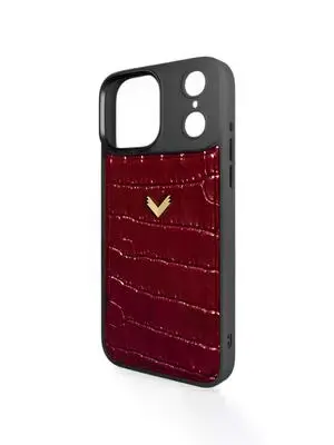 VELANTE Croc-effect Leather Iphone 17 Pro Max Phone Case - Red