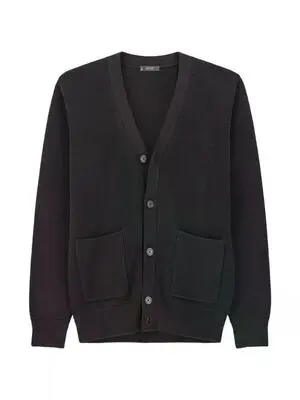 Boggi Milano Cardigan In Extrafine Merino Wool - Brown