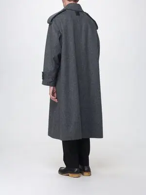AMI Paris Double-breasted Long Wool Coat With Epaulettes And Relaxed Fit