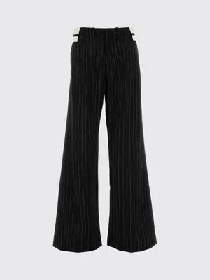 JEAN PAUL GAULTIER Pinstripe Wide-leg Wool Pants With A Mid-rise Fit