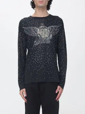 DIESEL® Slim Fit Long-sleeved Cotton T-shirt With Crystals - Black