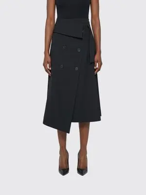 RÓHE Mid-rise Asymmetrical Midi Wrap Skirt In Virgin Wool Blend - Black