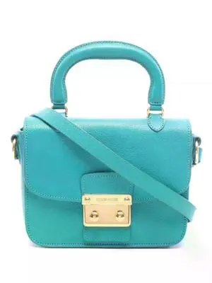Miu Miu 2010-2026 Goatskin Madras Top Handle Satchel - Blue