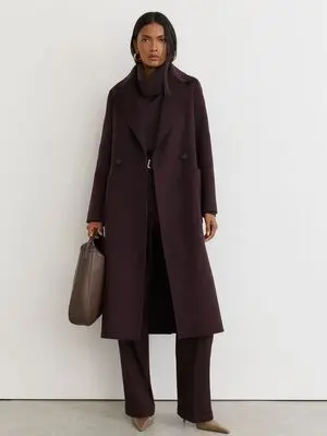 REISS Petite Wool-blend Double-breasted Blindseam Coat - Grape