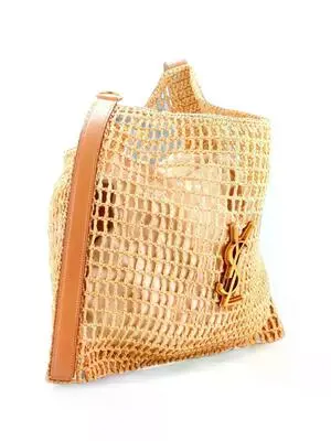 Saint Laurent Oxalis Raffia Crochet With Leather Shoulder Bag