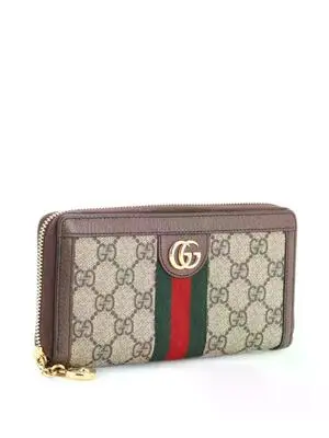 Gucci Ophidia Zip Around Wallet Gg Coated Canvas Small Wallets - Brown