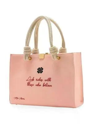 OLYMPIA LE-TAN X Mlle Mouns Small Good Luck Knotted-handle Tote Bag - Pink