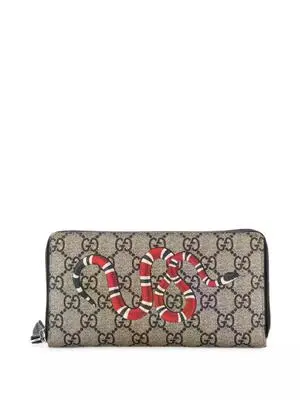 Gucci Zip Around Wallet Printed Gg Coated Canvas Small Wallets - Brown