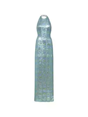 MARKARIAN Nerine Gingham Sequin Maxi Gown - Blue