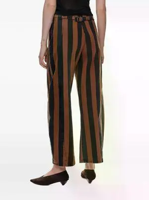 Bimba Y Lola Barrel Light Striped Denim Trousers With Buckle