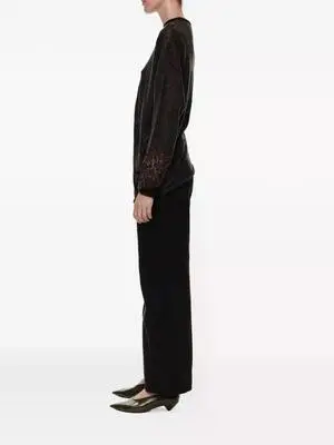 Bimba Y Lola Dark Gray Wool High Neck Sweater With Lace Detailing
