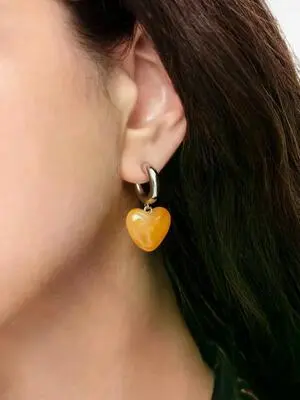 Bimba Y Lola Hoop Earrings With Yellow Resin Heart