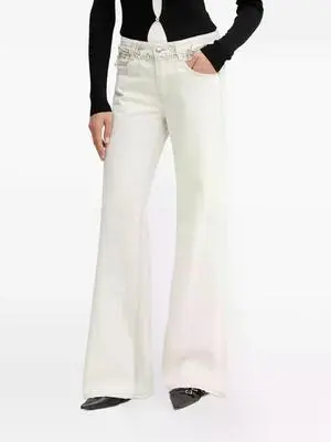 Miss Sixty Faux-pearl Embellished Flared Jeans - Neutrals