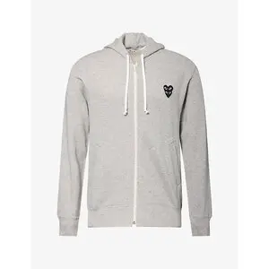 Play Comme Des Garcon Heart-appliquéd Cotton Hoodie - Grey