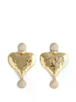 SELF-PORTRAIT Hammered-effect Crystal-embellished Earrings - Gold