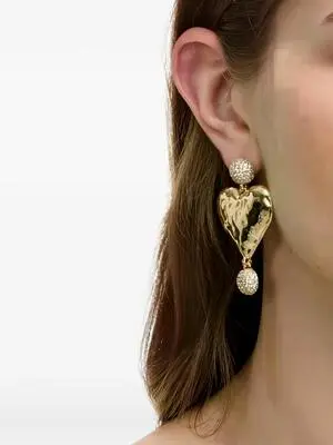 SELF-PORTRAIT Hammered-effect Crystal-embellished Earrings