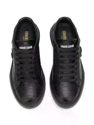 Roberto Cavalli Snakeskin-effect Low-top Sneakers - Black