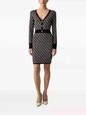 Guess Monogram-print V-neck Mini Dress